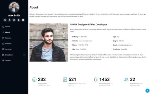 30+ Professional HTML & CSS Resume Templates for Free Download (and ...