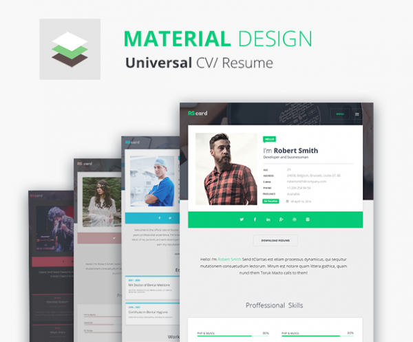 12 Material Design Resume Templates (PSD, HTML, Word and AI) - Super ...
