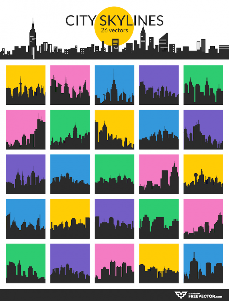 Free Download: 26 City Skyline Vectors (AI, EPS, SVG, PSD & PNG ...