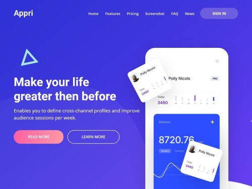12 Best Mobile App Landing Page Templates Built with Bootstrap - Super ...