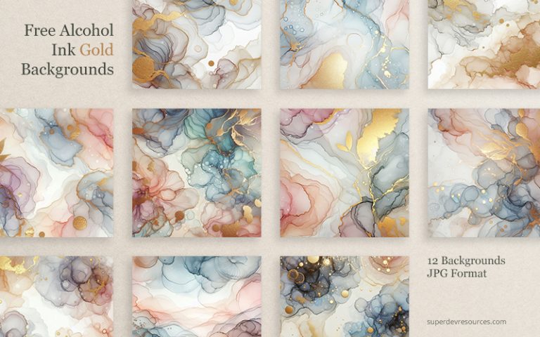 12 Free Alcohol Ink Gold Backgrounds - Super Dev Resources